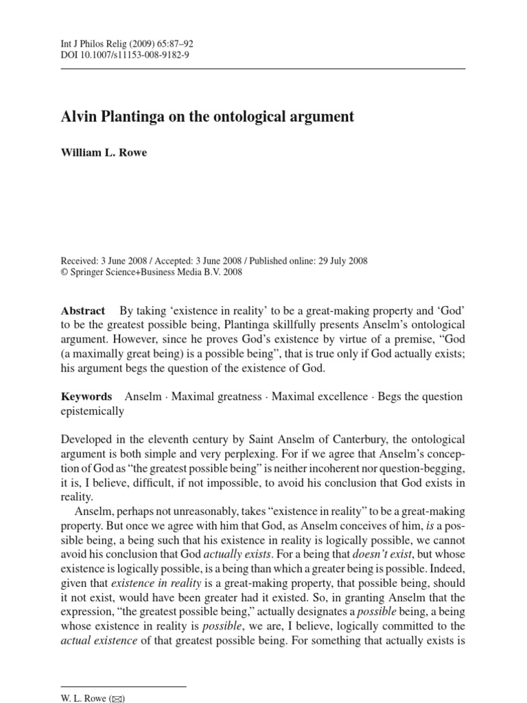 Plantinga Onto Argument | PDF