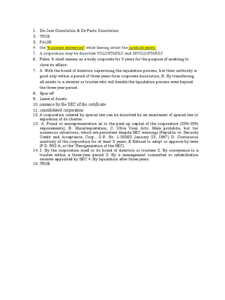 Corporate Dissolution Methods | PDF | Finance & Money Management | Law