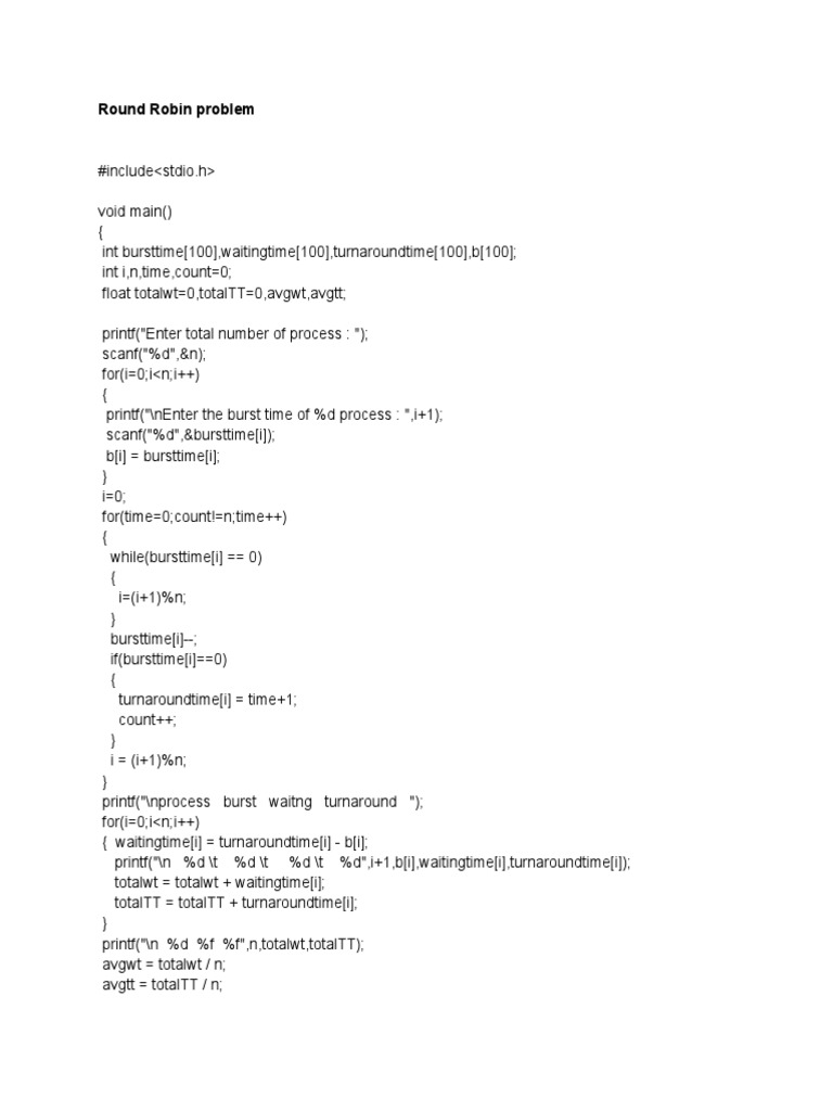 Round Robin Problem | PDF