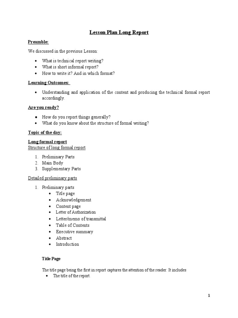 Lesson Plan 18 & 19 Long Report Format Merged | PDF | Abstract (Summary ...