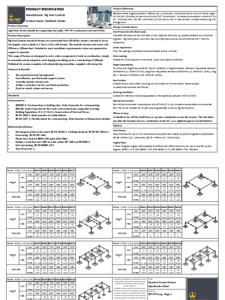 Product Specification: Manufacturer: Big Foot Systems Product Name ...