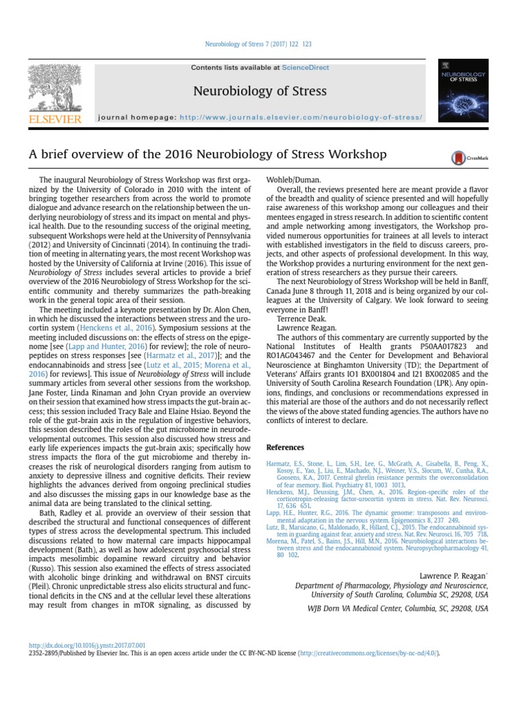 A Brief Overview of The 2016 Neurobiology of Stress - 2017 ...