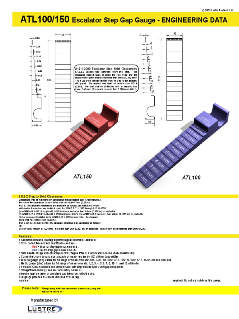 Escalator Step Gap Gauge - ENGINEERING DATA: ATL100 ATL150 | PDF ...
