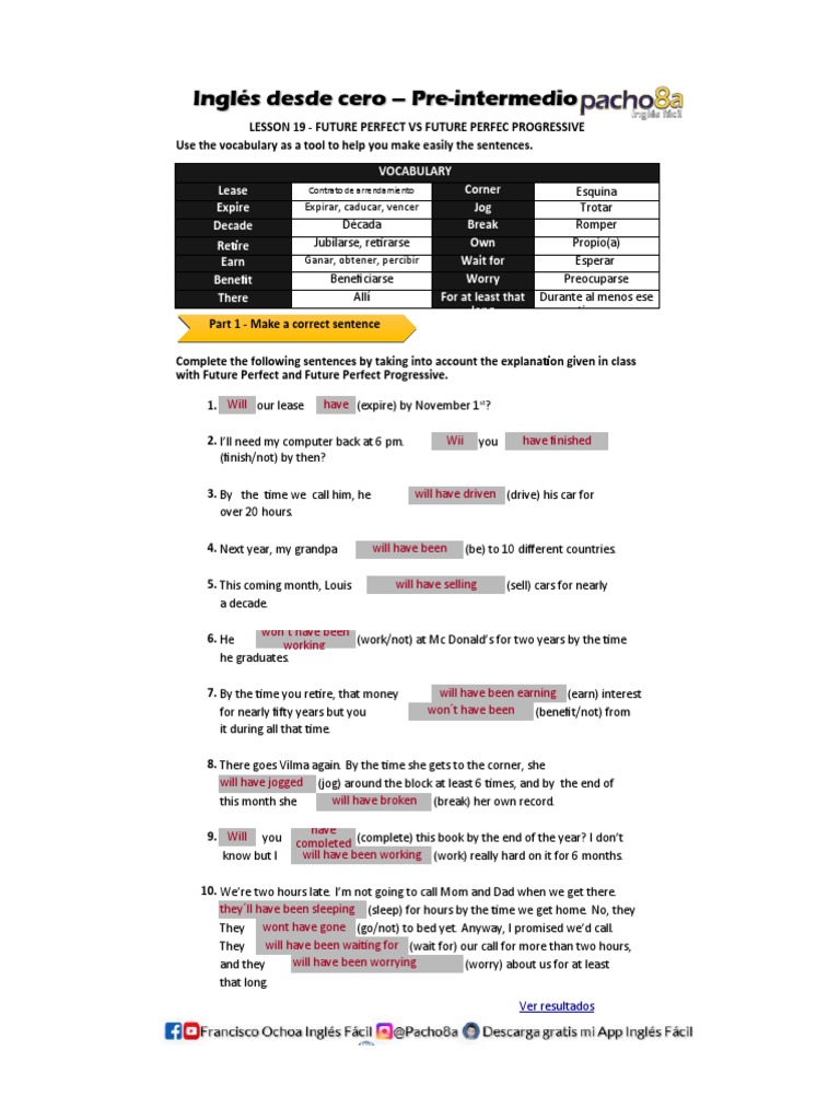 Future Perfect vs. Perfect Progressive | PDF | Language Mechanics | Grammar