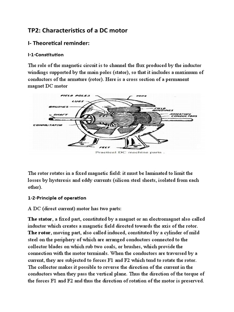 TP2: Characteristics of A DC Motor: I-Theoretical Reminder | PDF ...