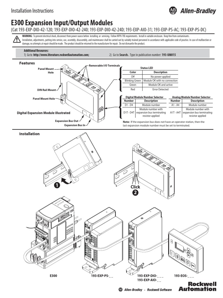 E300 Expansion Input/Output Modules: Installation Instructions | PDF ...