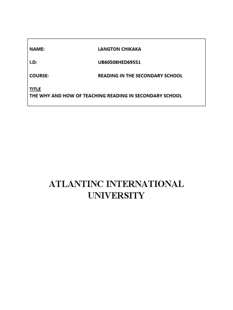 Reading in Secondary School | PDF | Reading Comprehension | Phonics