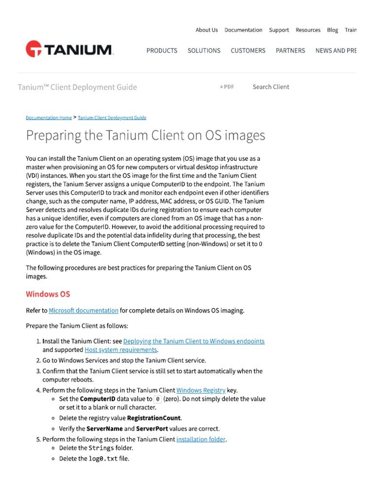 Tanium Client Configuration On VDI Environment | PDF