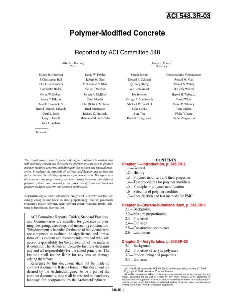 Aci 548.3R-03 | PDF | Polymers | Polymerization