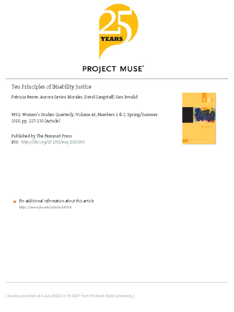 Ten Principles of Disability Justice | PDF | Disability | Critical Theory