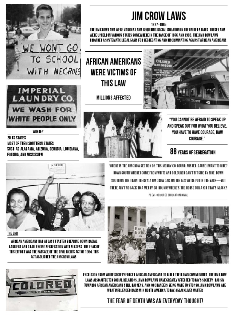 Jim Crow Laws: African Americans Were Victims of This Law | PDF | Jim ...