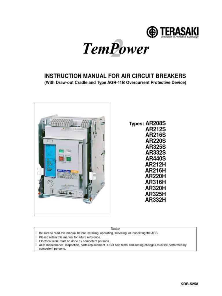Instruction Manual For Air Circuit Breakers: (With Draw-Out Cradle and ...