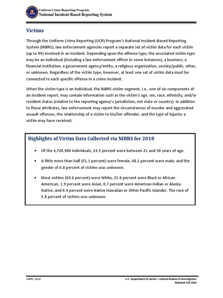 Victims: National Incident-Based Reporting System | PDF