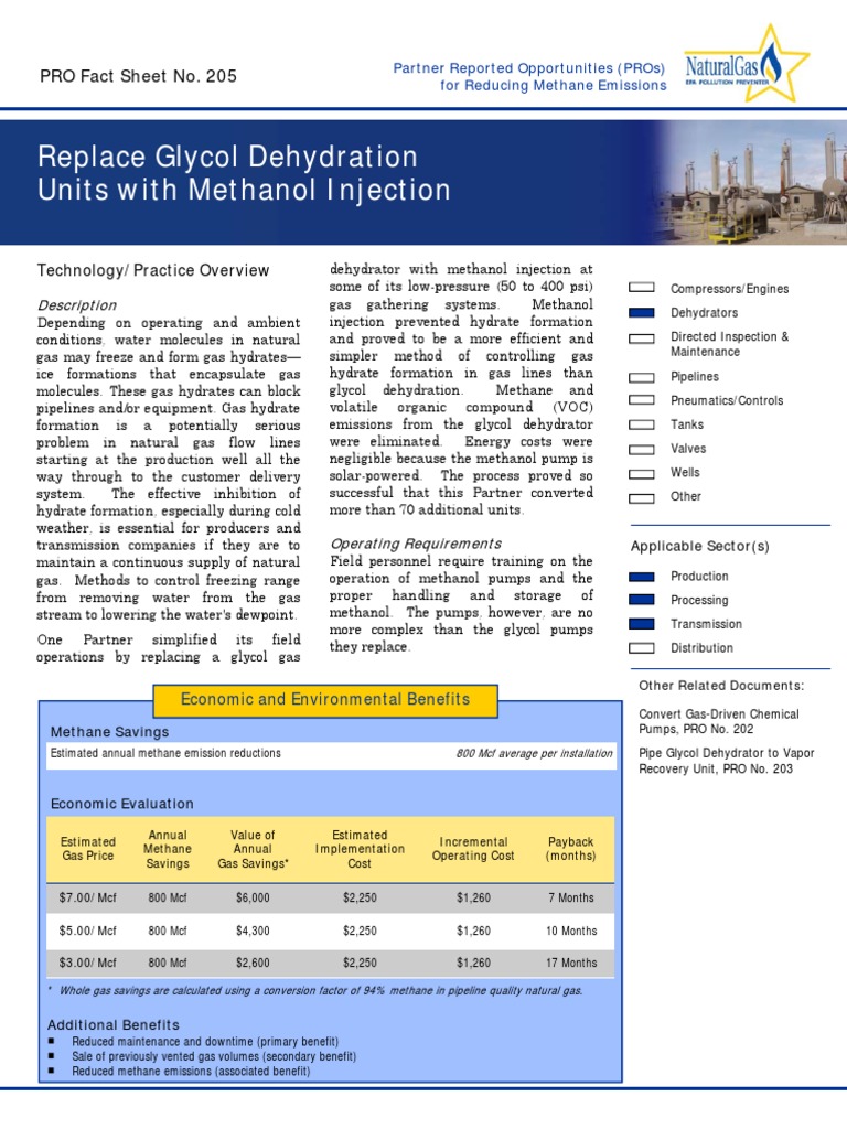 Replace Glycol Dehydration Units with Methanol Injection (PRO No. 205 ...