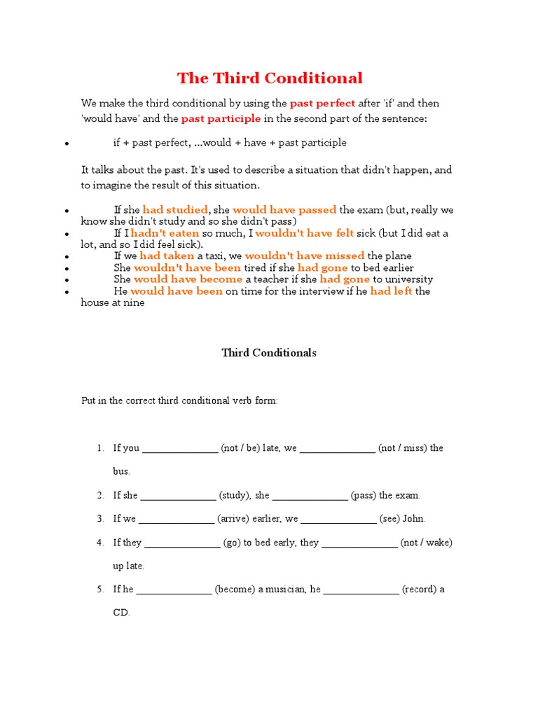 Third Conditional Pdf Grammar Language Mechanics