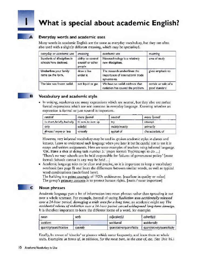 Academic Vocabulary in Use Lesson 1 | PDF