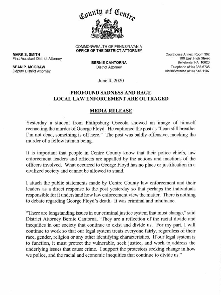Centre County Police Statements | PDF