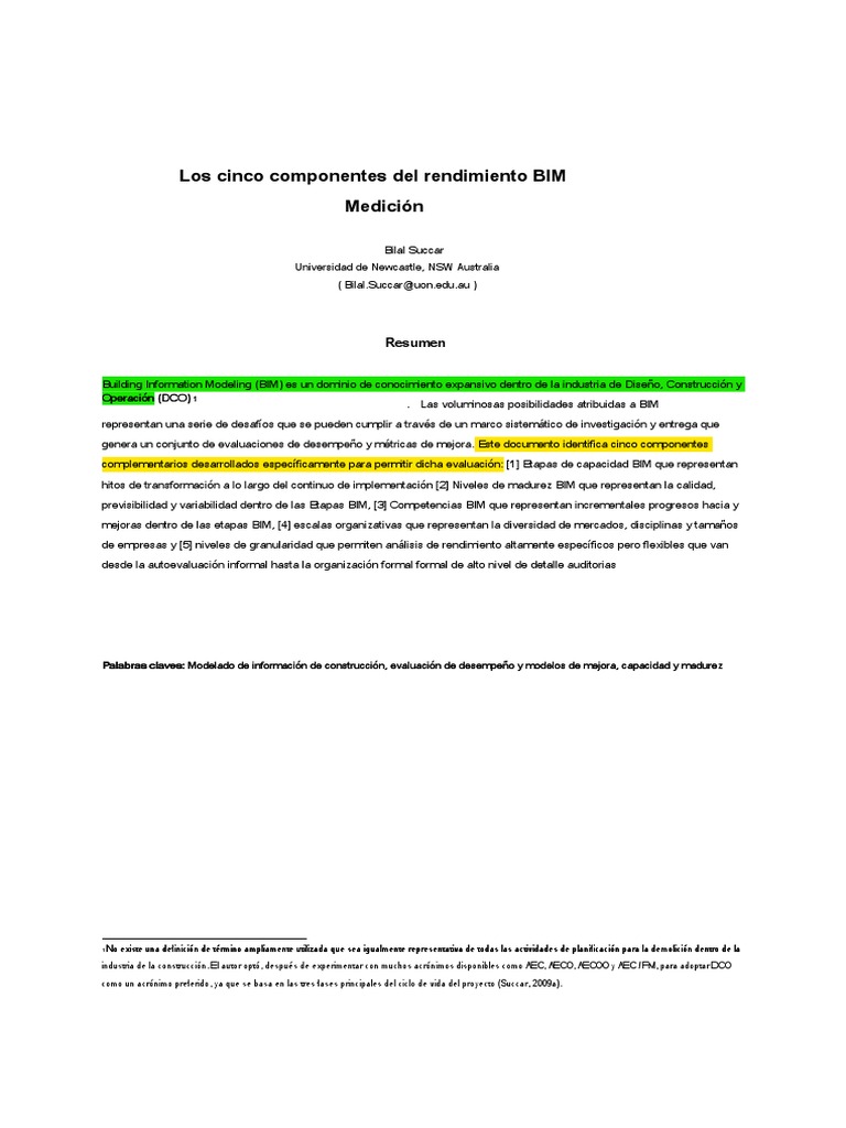The Five Components of BIM Performance Measurement - 2.en - Es | PDF | Modelado de información ...