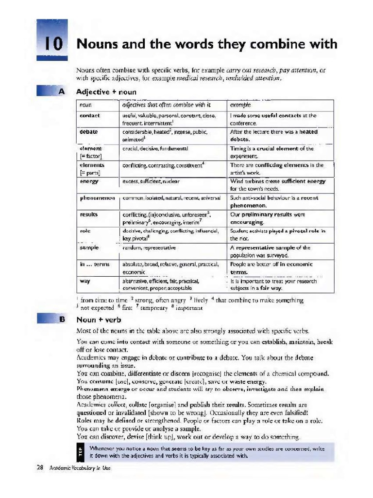 Nouns and Their Combinations | PDF