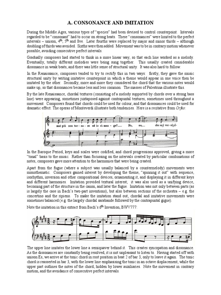 Consonance and Imitation | PDF | Chord (Music) | Music Theory