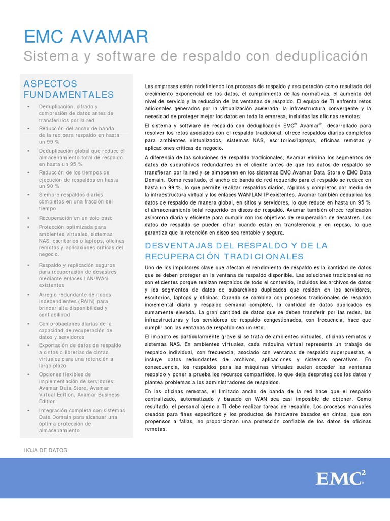 Respaldo EMC Avamar | PDF | Virtualización | V Mware