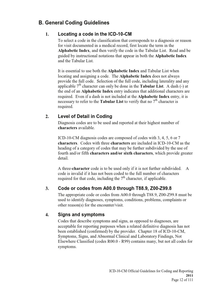 B. General Coding Guidelines: 1. Locating A Code in The ICD-10-CM | PDF | Body Mass Index ...