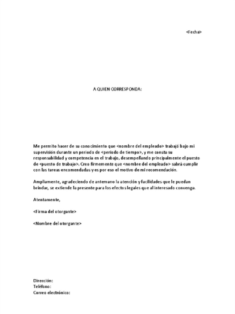 Plantilla Carta Laboral | PDF
