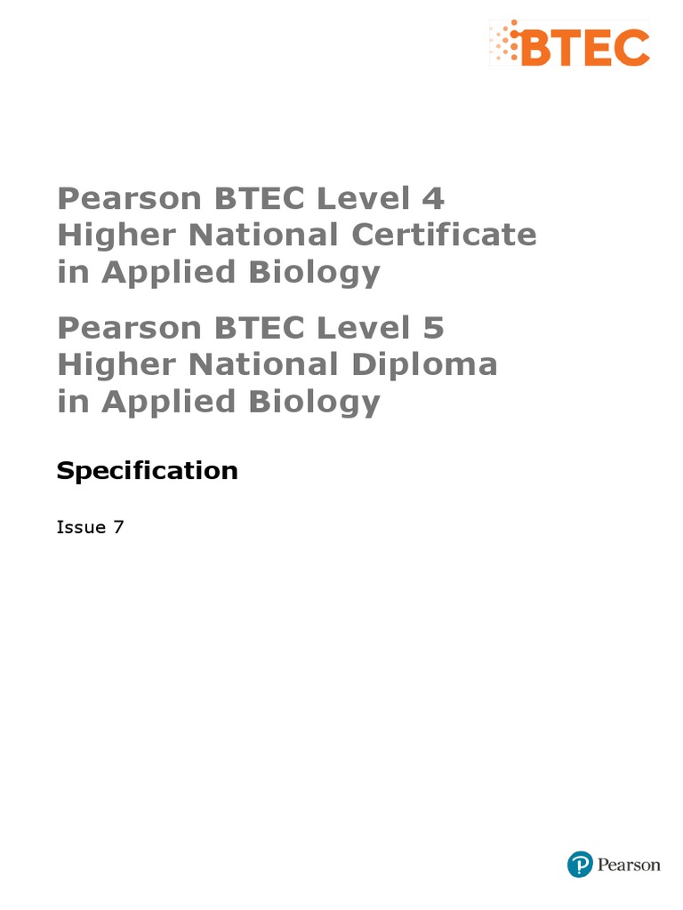 BTEC Higher-Nationals Applied-Biology Specification | PDF | Educational ...