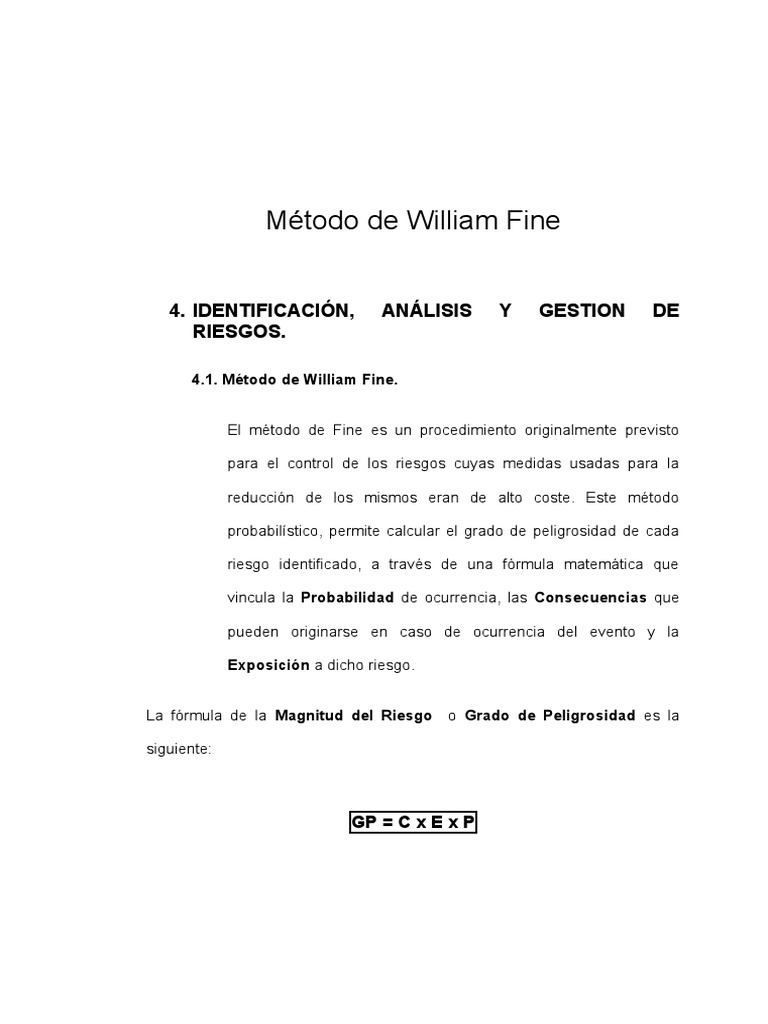 Método de W. Fine | PDF | Fundición | Riesgo