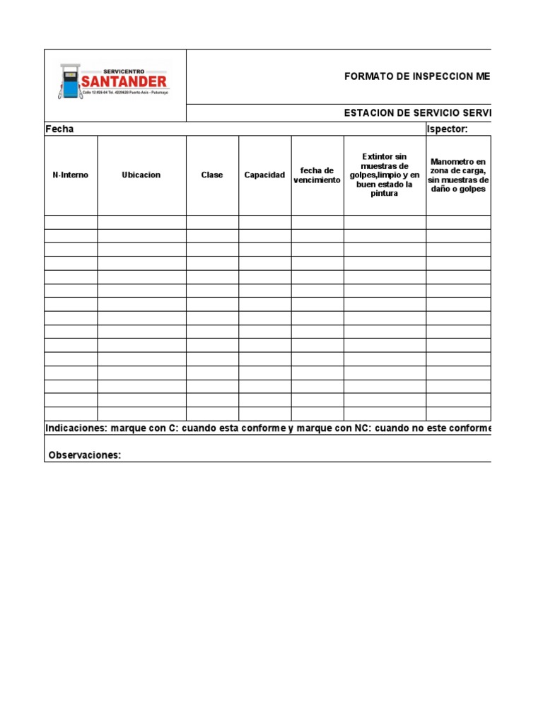 Formato de Inspeccion de Extintores | PDF
