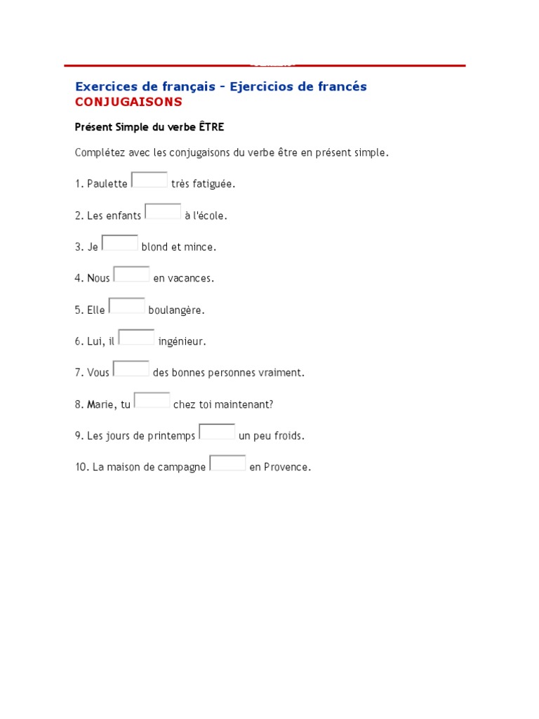 Ejercicios de Frances 1 | PDF