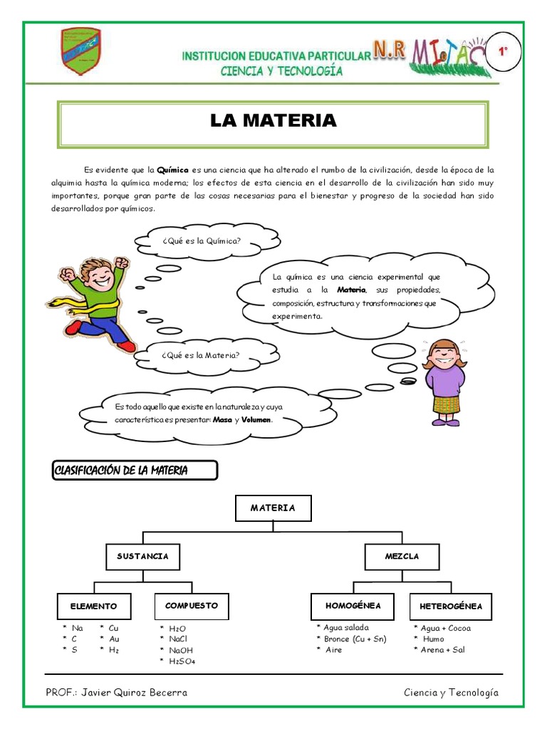 Complemento Sesion 1 La Materia | PDF | Propiedades del agua | Importar