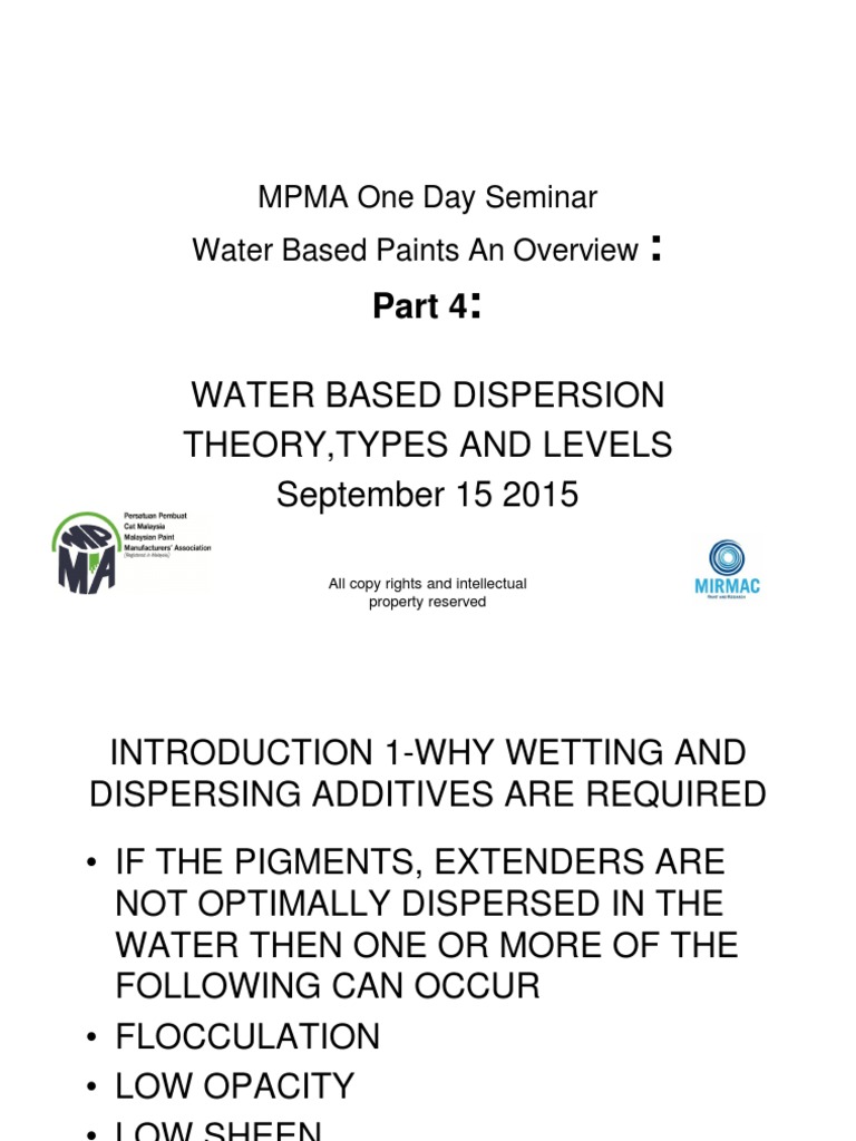 Water Based Dispersion Theory, Types and Levels September 15 2015 | PDF ...