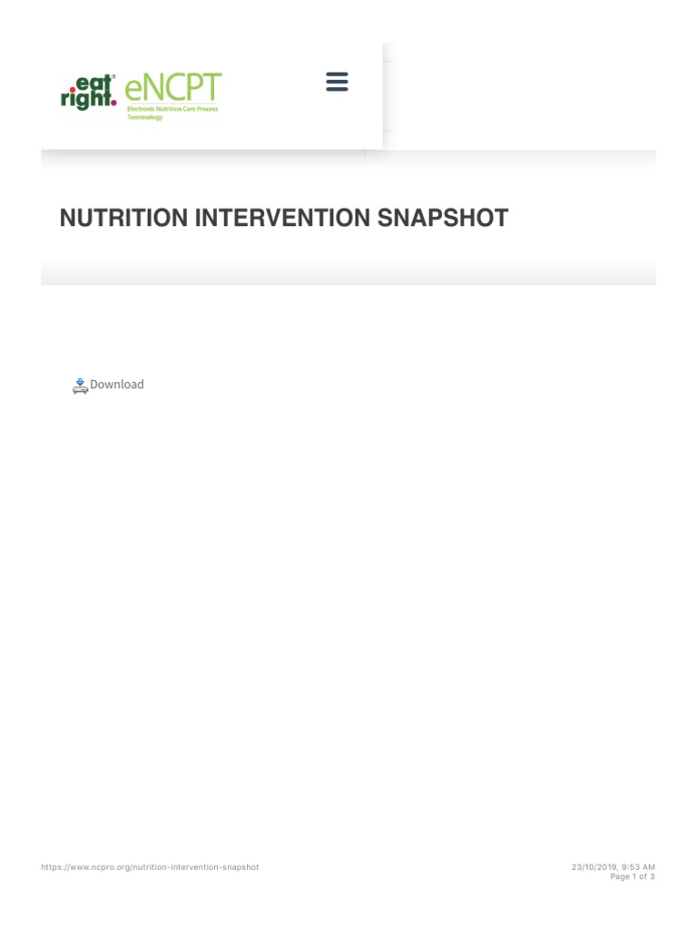 Nutrition Intervention | PDF | Foods | Goal