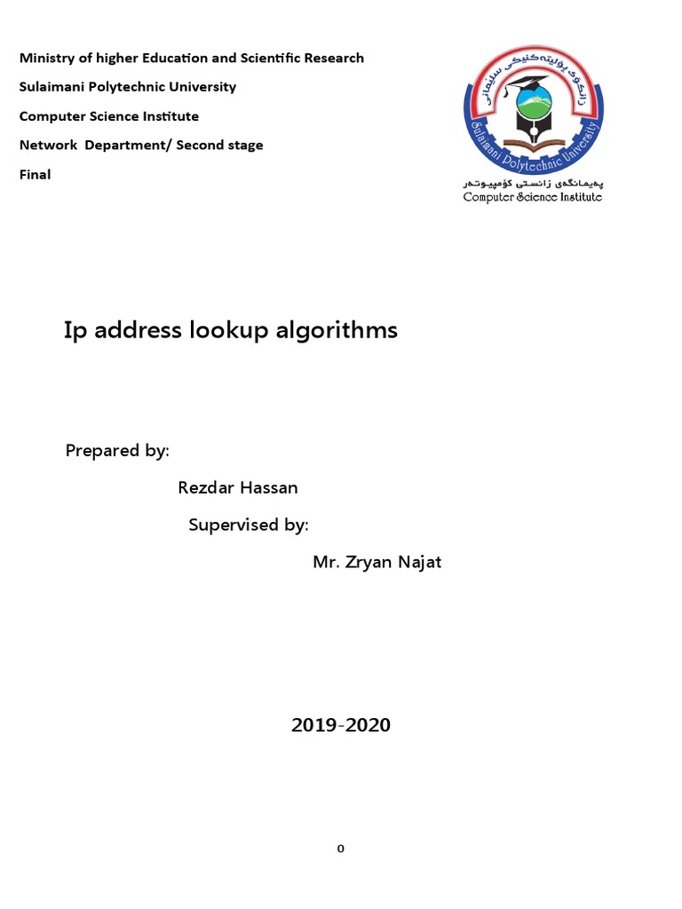 Ip Address Lookup Algorithms: Prepared By: Rezdar Hassan Supervised By: Mr. Zryan Najat | PDF ...