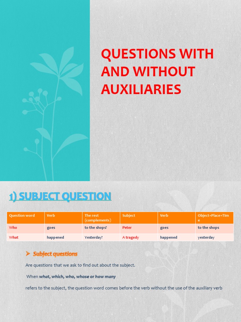 Questions With and Without Auxiliaries | PDF