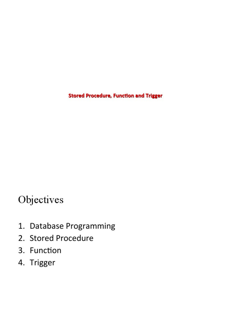 Stored Procedure Function And Trigger Pdf Subroutine Science And 