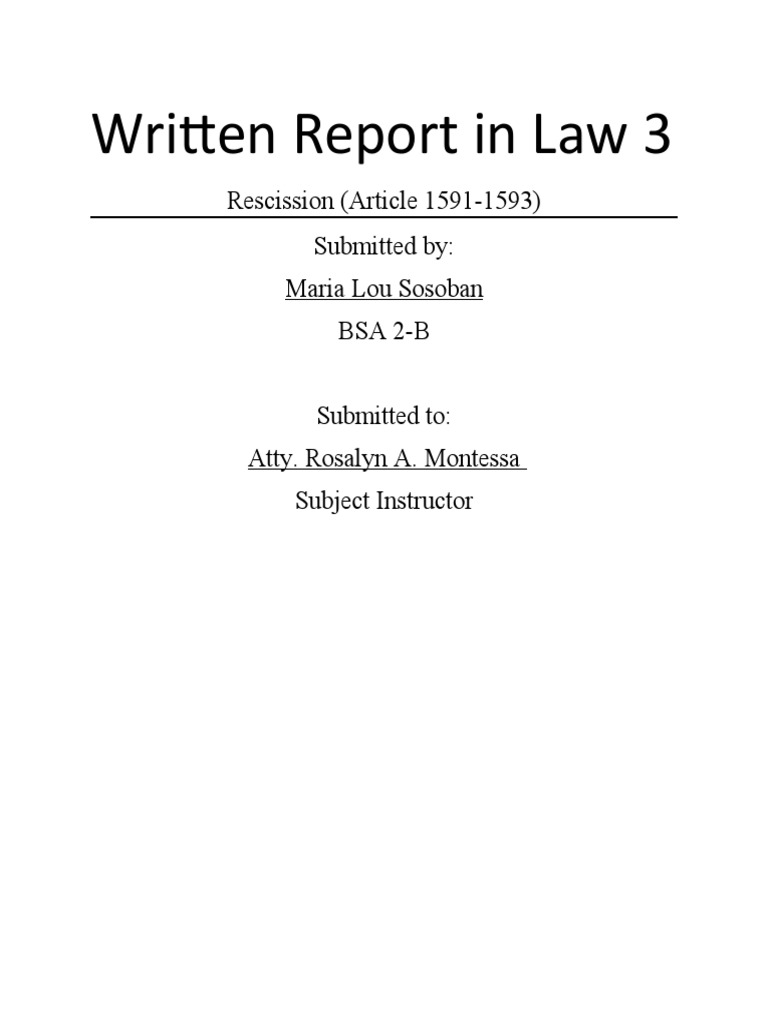 Written Report in Law 3 | PDF | Payments | Private Law