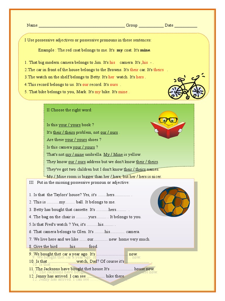 Possessive Pronouns Vs Possessive Adjectives | PDF | Language Mechanics ...