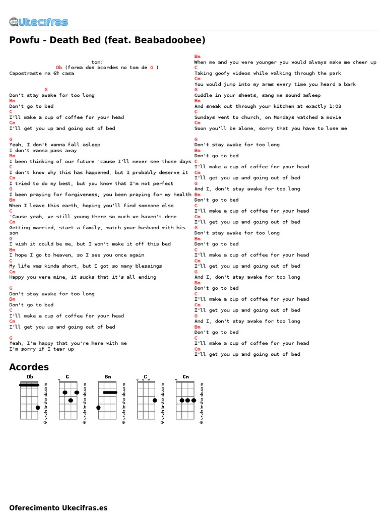 Powfu - Death Bed (Feat. Beabadoobee) (Uke Cifras) PDF | PDF