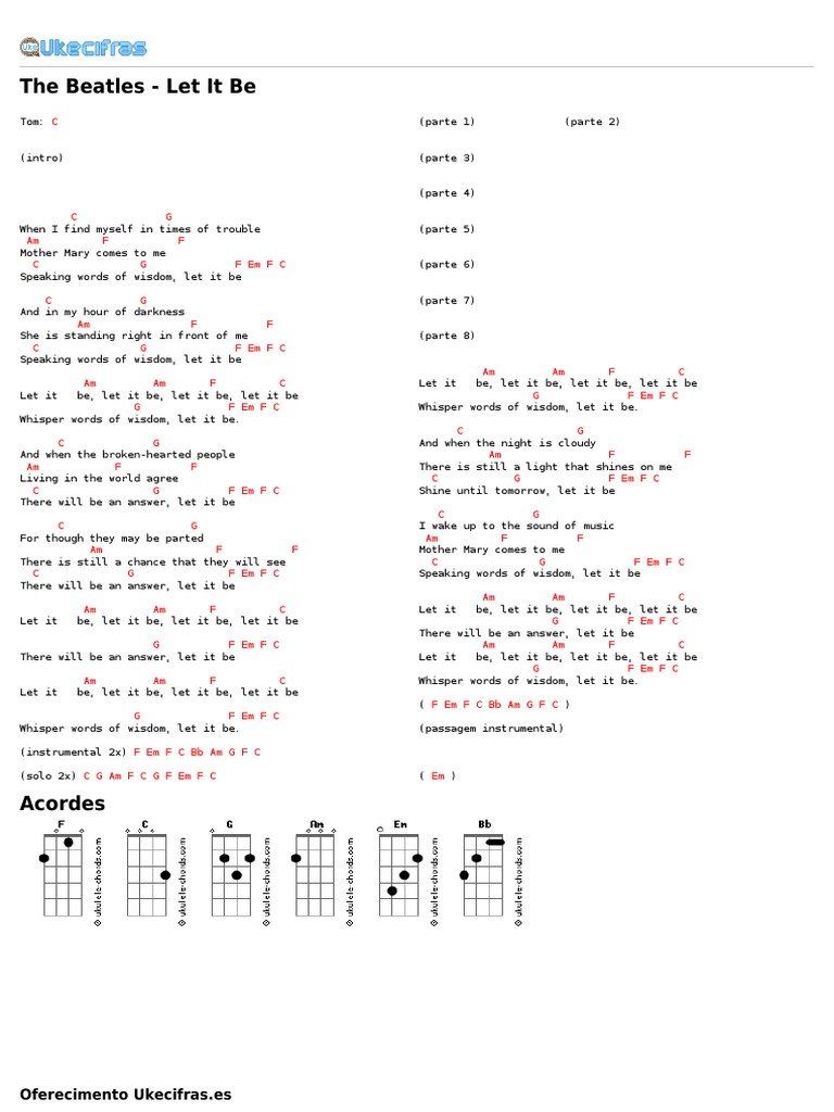 The Beatles - Let It Be (Uke Cifras) PDF | PDF | Singles (Music) | Music