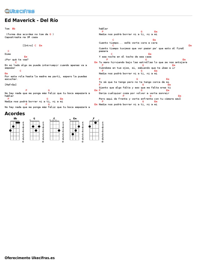 Ed Maverick - Del Río (Uke Cifras) PDF | PDF