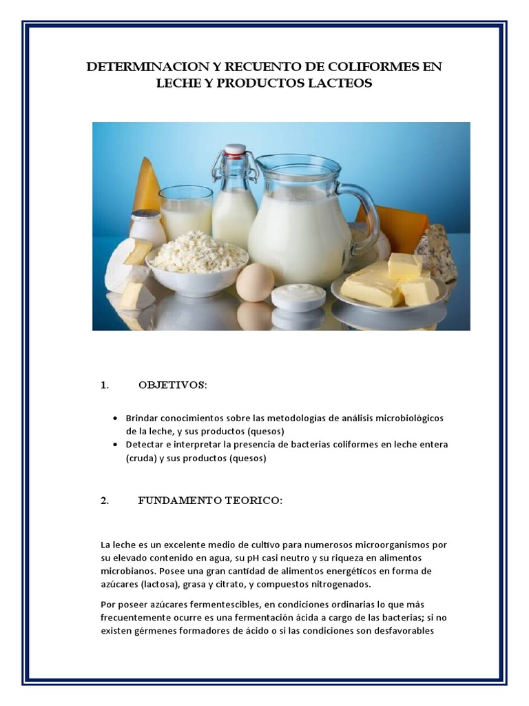 Determinacion y Recuento de Coliformes en Leche y Productos Lacteos ...