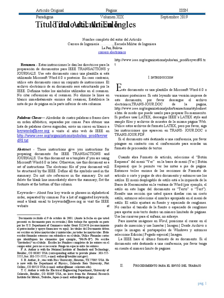 Formato IEEE | PDF | Microsoft Word | Archivo de computadora