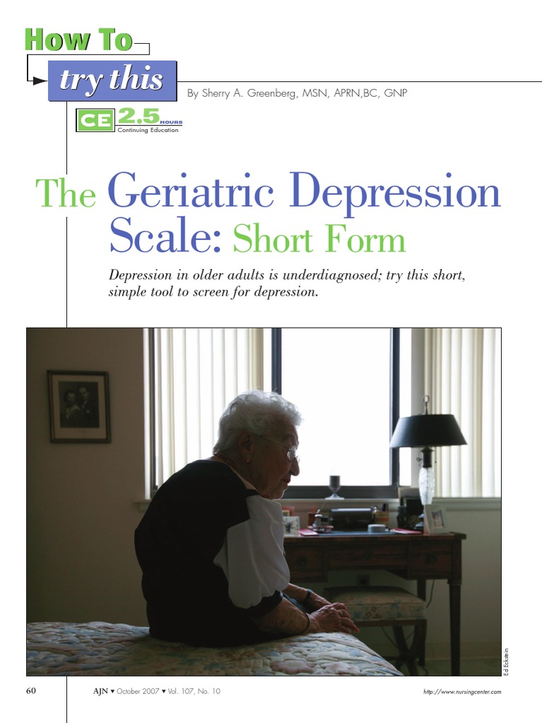 Screening for Depression in Older Adults: Using the Geriatric ...