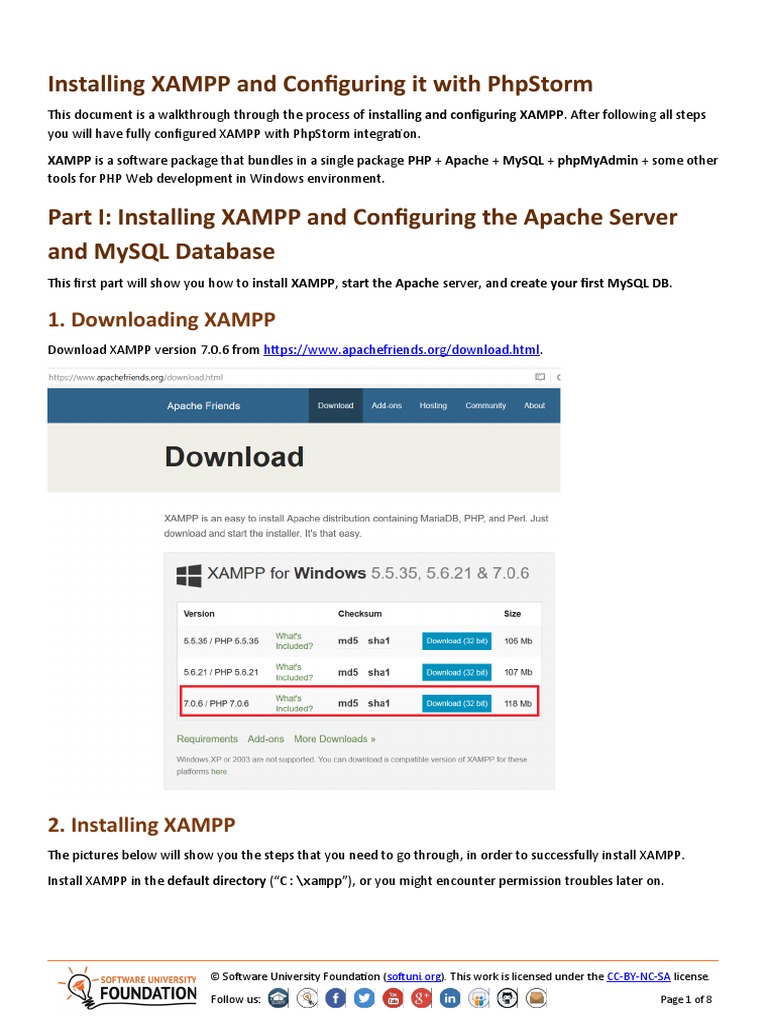 Installing Xampp And Configuring It With Phpstorm Pdf Php Apache Server