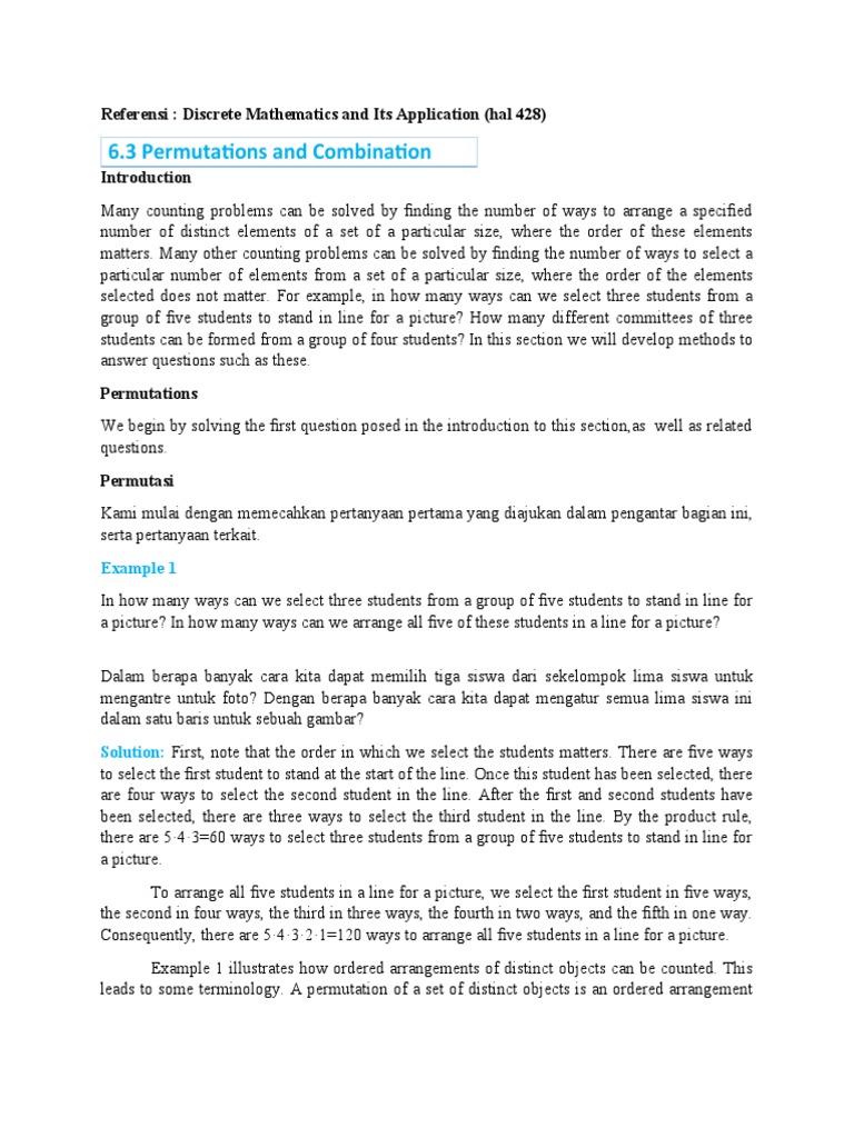 An In-Depth Explanation of Permutations, Combinations, and Related Counting Theorems | PDF ...