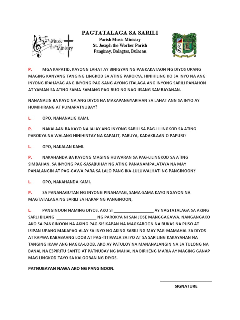 Pagtatalaga Sa Sarili | PDF