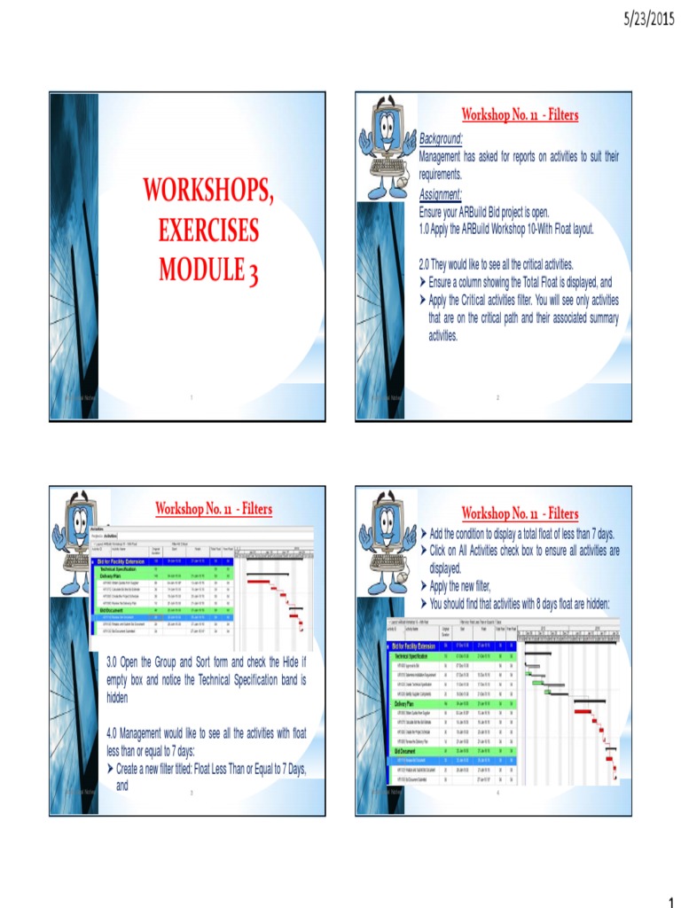 Primavera P6 Presentation - Workshops - Exercises For Module 3 ...