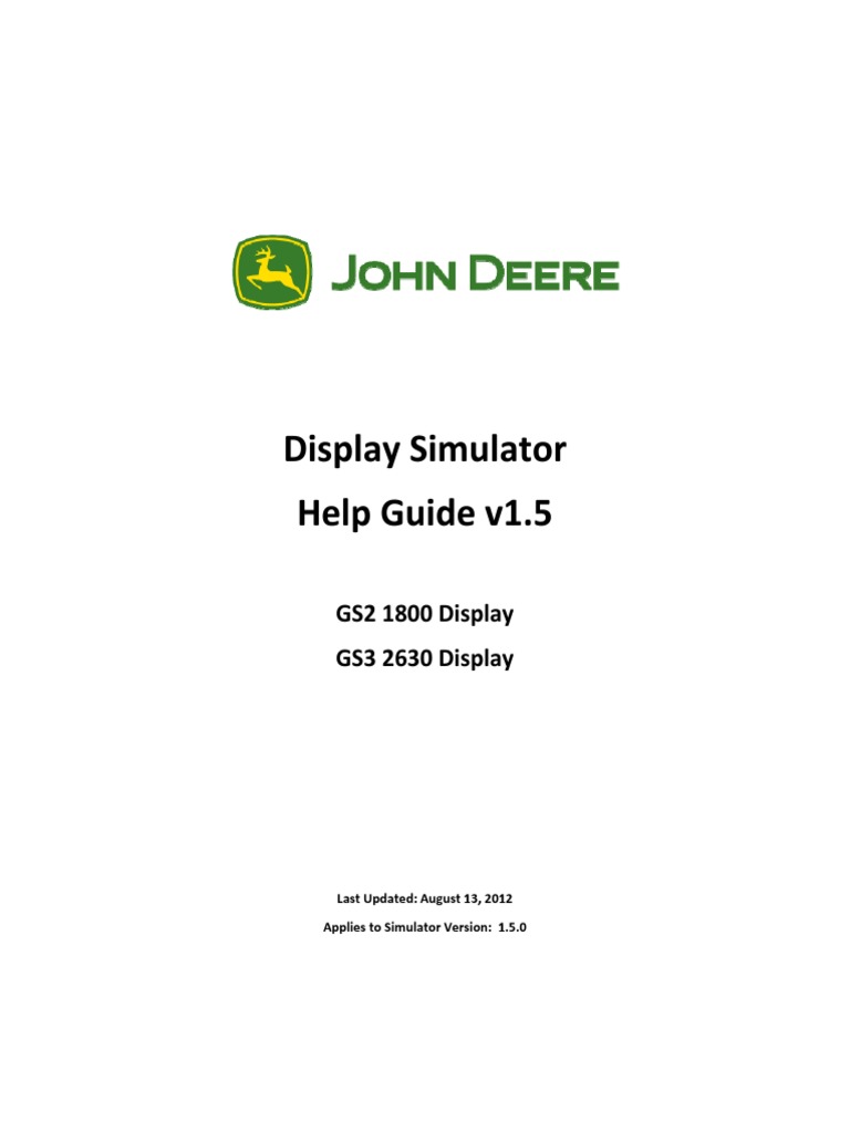 Display Simulator Help Guide v1.5: GS2 1800 Display GS3 2630 Display ...